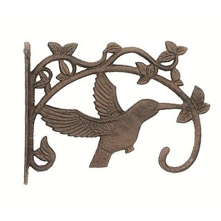 Hummingbird and Climbing Leaf Design Plant Holder Hook Wall Mount Cast ...