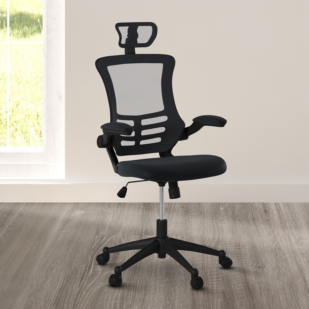 Ergonomic Adjustable High-Back Chair with Flip-Up Arms and Headrest ...