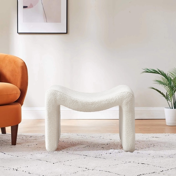 VANOMi Upholstered Pouf Mid Century Modern Ottoman Cometemporary Foot Stool For Living Room Extra Vanity Seat For Small Space Bed Bath Beyond
