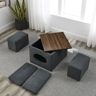 25"W Modern Design Hollow Storage Ottoman Set/Upholstery Include Coffee ...