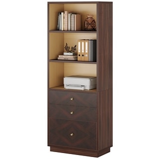 Narrow Tall Vertical File Filing Cabinet with Drawer and Shelves for ...