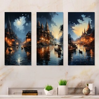 Designart - Hinduism Divine Ganges River - Hinduism Metal Wall Art Set ...