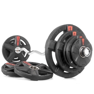 XMark XM-3675-CHROME-3389-BAL-115 Curl Bar & 115 lb. TEXAS STAR Olympic ...