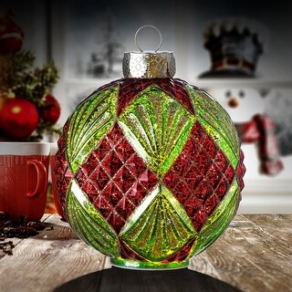 9" LED Battery Operated With Timer Glass Ornament Ball - Bed Bath ...