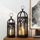 Glitzhome Set of 2 Wooden Church Style Christmas Decorative Lanterns ...