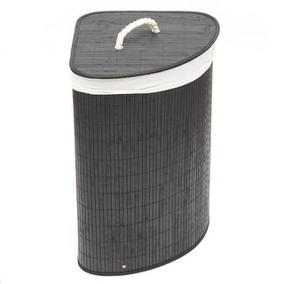 Folding Corner Bamboo Hamper with Liner, Black - Bed Bath & Beyond ...