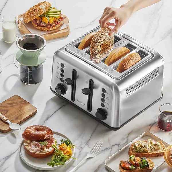 BUYDEEM DT640 4-Slice Toaster, Bagel and Muffin Function, Removal Crumb ...
