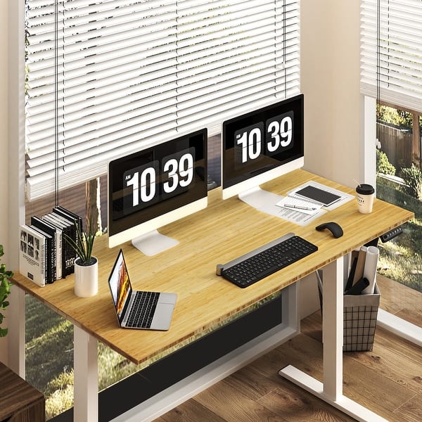 FlexiSpot 100% Bamboo Whole-Piece Desktop Ergonomic Electric Home ...