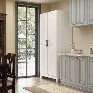 White Light Wood Grain Kitchen Cabinet with Red Wine Drawers Pantry ...