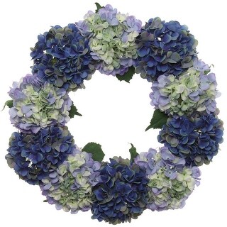 Mixed Blue Hydrangea Wreath: 24" Wide, Grapevine Ring By Floral Home ...