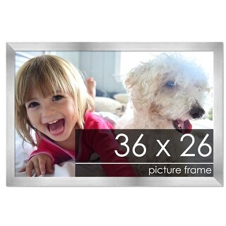 36x26 Frame Silver Pewter Wood Picture Frame with UV Acrylic, Foam ...