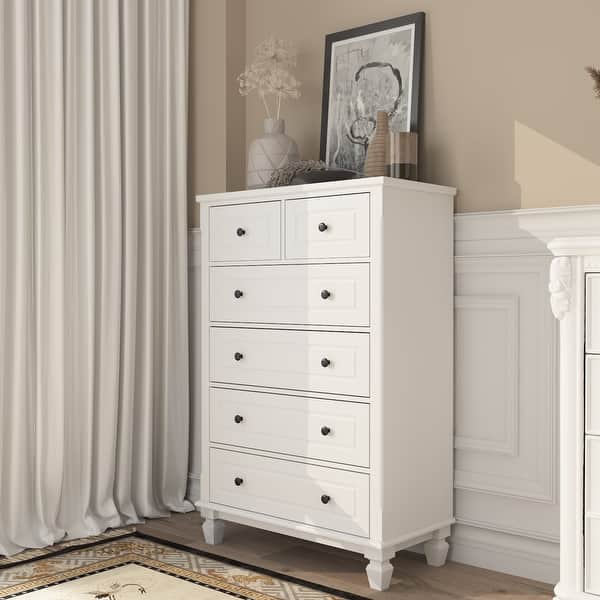 Modern Dresser with 6 Drawers Wood Chest of Storage Dressers Organizer ...
