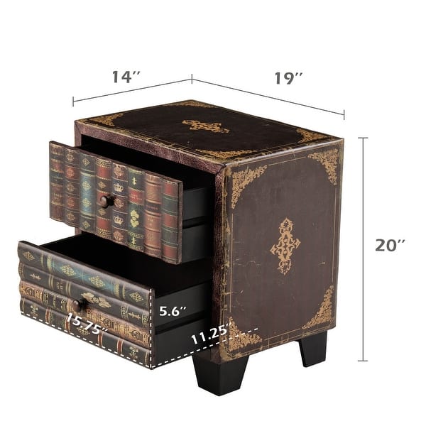 COZAYH Vintage 2-Drawer Nightstand Fully Assembled Faux Leather Texture ...