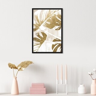Oliver Gal 'Tan and Gold Monstera' Floral and Botanical Gold Wall Art ...