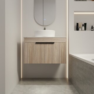 Modern Simplicity Design 30" Float Bathroom Vanity with Ceramic Basin ...