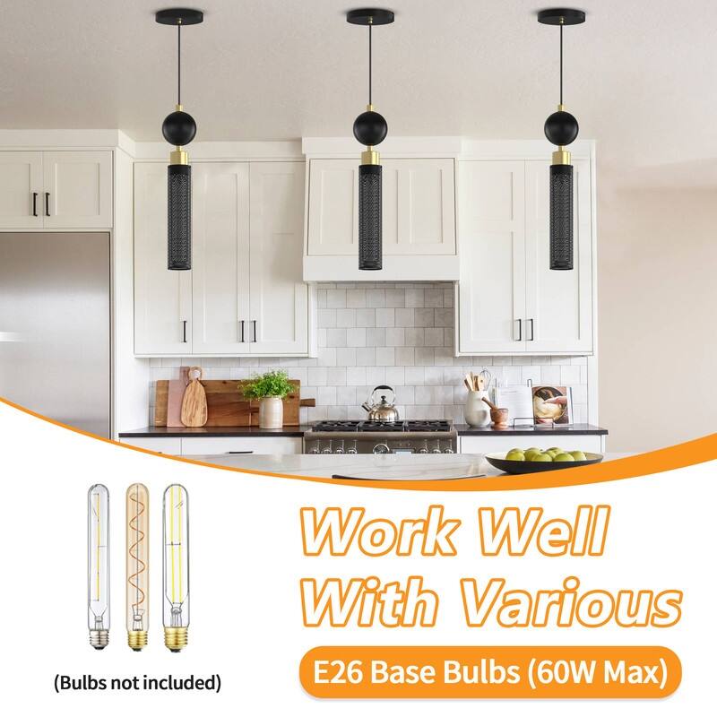 Modern Black Pendant Lights, Adjustable Hanging Lights For Kitchen ...