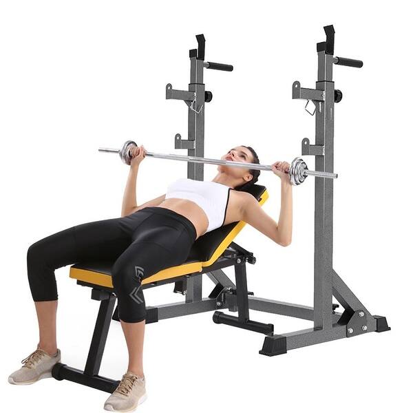 Adjustable Barbell Rack Weight Lifting Bench Press Squat Rack P U Ll Up ...