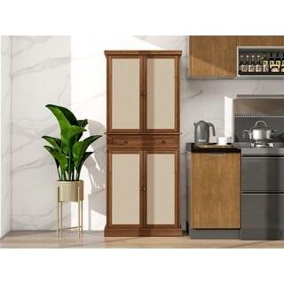 Functional Cabinet with 4 Adjustable Inner Shelves, Walnut - Bed Bath & Beyond - 42371361