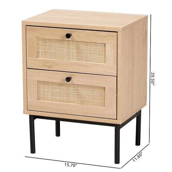 Sherwin Mid-Century Modern Light Brown and Black 2-Drawer End Table ...