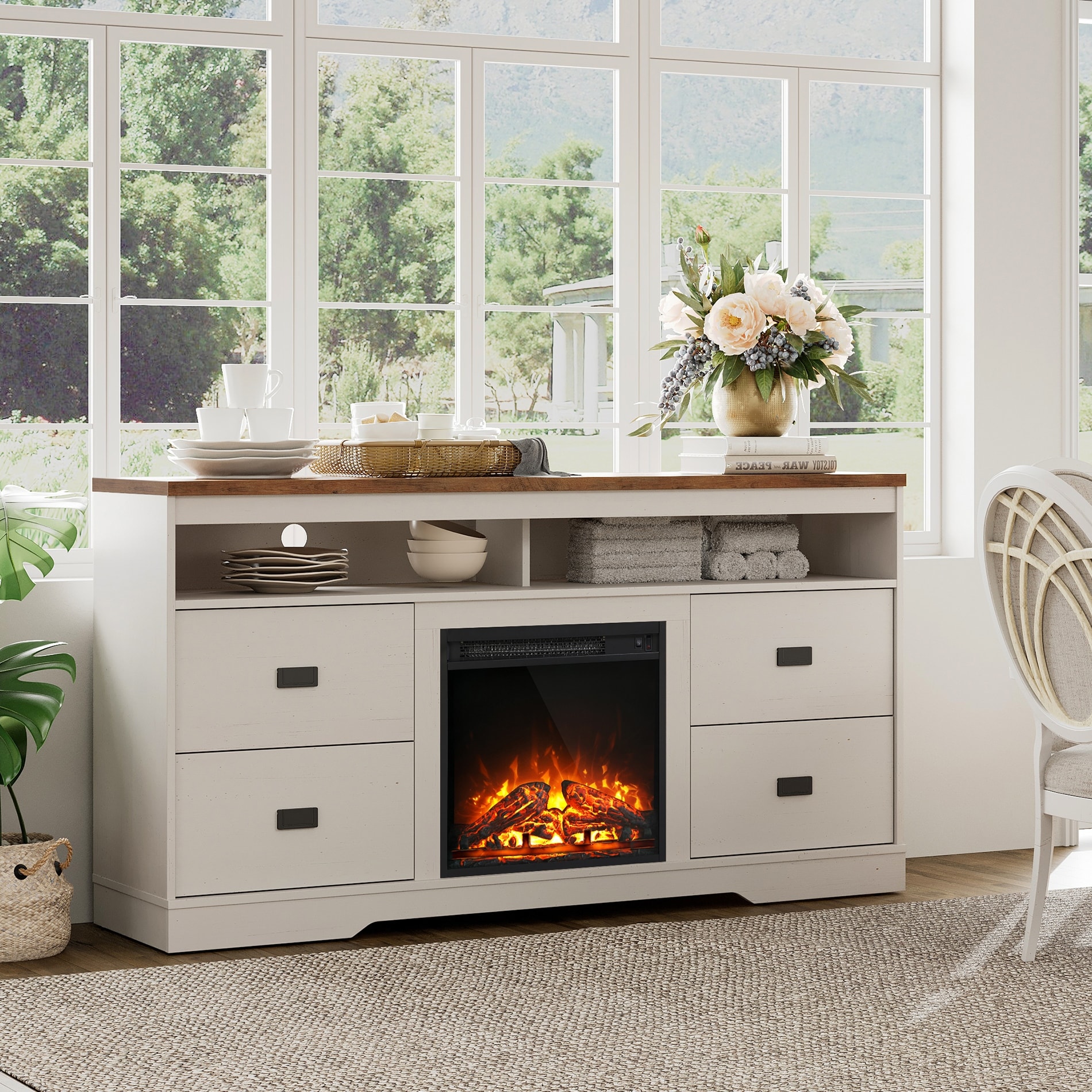 Fireplace tv stand and coffee table set store