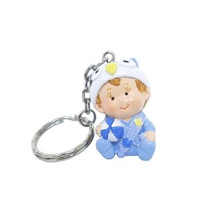 Set of 6 Baby Boy with Owl Hat Keychain Blue Baby Shower Favor 1.5in ...