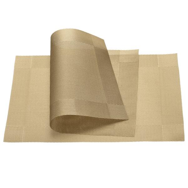 Place Mats 450x300mm 2pcs PVC Table Washable Woven Placemat, Gold Tone ...