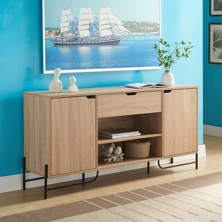 Chic TV Stand/Buffet with Black Metal Legs, Open Shelves, Cabinets ...