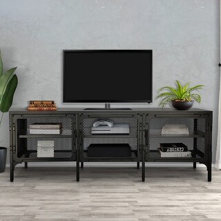Sturdy Industrial TV Stand with Mesh Doors - Bed Bath & Beyond - 41533274