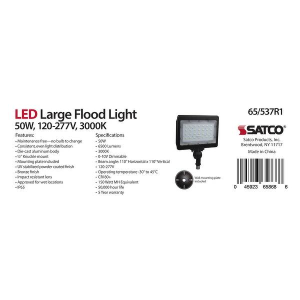 LED Large Flood Light 50W 3000K Bronze Finish 100V-277V Dimmable - N/A ...