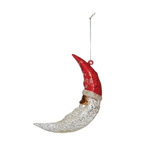 Hand-Painted Mercury Glass Santa Moon Ornament with Glitter - Bed Bath ...
