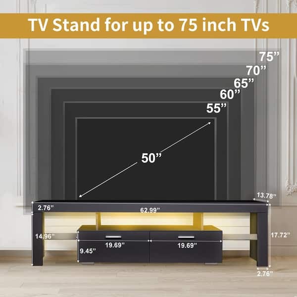 LED TV Stand TV Console Table with Storage Entertainment Center with 2 ...