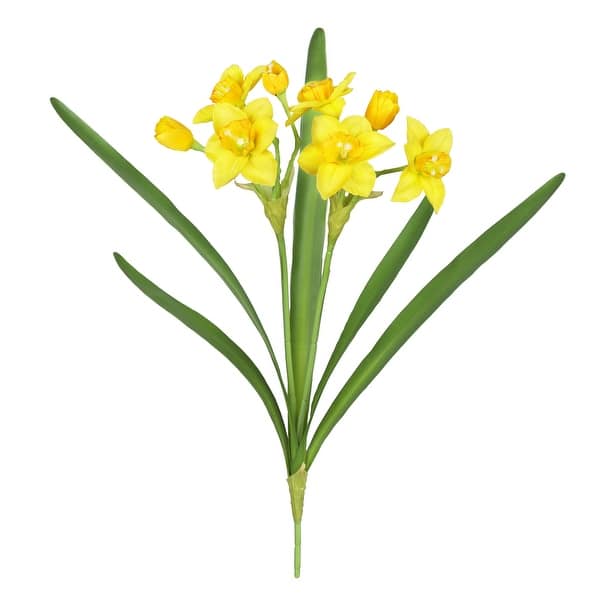 Set of 3 Yellow Artificial Daffodil Flower Stem Bush Bouquet 22in - 22 ...
