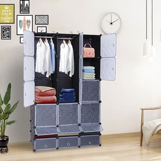 18-Cube Modular Cubby Shelving Storage Organizer Extra Large Wardrobe ...