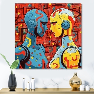 Designart "Retro Robot Couple In Love I" Robot Canvas Prints - Bed Bath ...