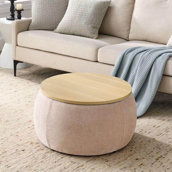 Round Storage Ottoman 2 in 1 Function Work as End table and Ottoman Bed Bath Beyond 39452071