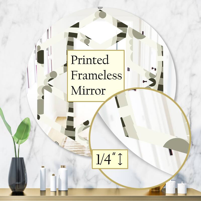 Designart Monochrome Geometric Pattern Vi Printed Modern Round Or
