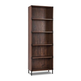 Brunei 71'' Height 5 Shelf Bookcase Wood Grain Farmhouse in Walnut ...