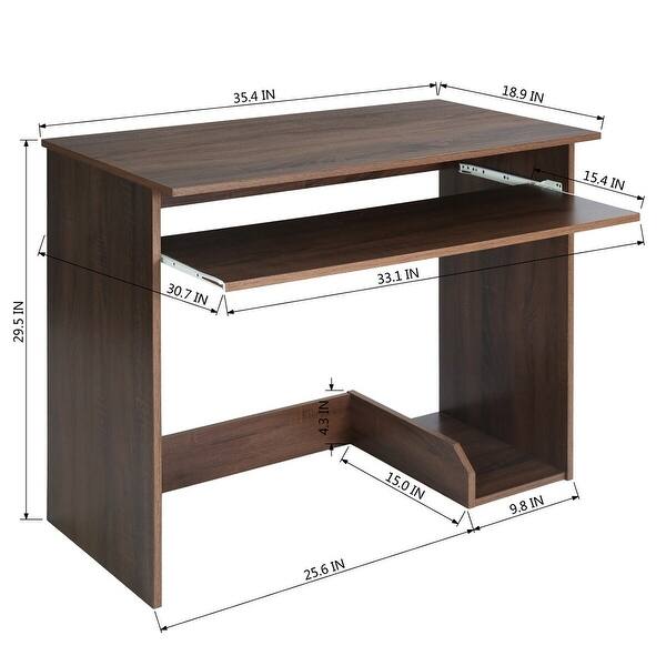 Porch & Den Computer/ Writing Desk with 2-Tier Shelves&Keyboard Tray ...