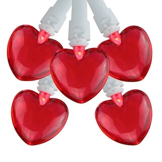 20-Count Red LED Mini Hearts Valentine's Day Lights - 4.75ft White Wire ...