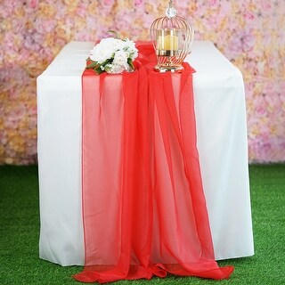 12 Piece Premium Chiffron Wedding Extra Wide Table Runners Red - 22" x ...