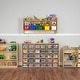 Contender Kids 30 Cubby Shelf Organizer With Transculent Bins, Wooden ...