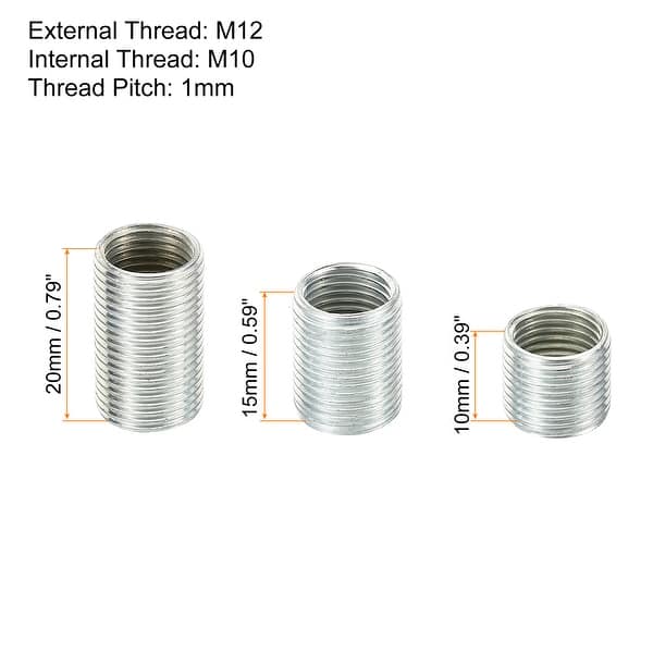 M12 to M10 Thread Adapters Sleeve Reducing Nut 10/15/20mm Screw - Bed ...