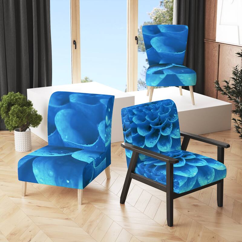 Designart "Large Light Blue Flower And Petals" Upholstered Floral ...