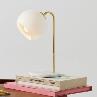 Brightech Krystal 14.5 in. Antique Brass Modern LED Arc Desk Lamp with ...