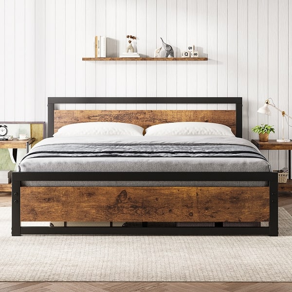 rustic wood bed frame full
