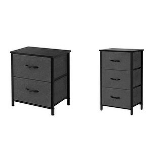 Storage Dresser End/Side Table - Dark Grey & 3 Drawers Fabric Dresser ...