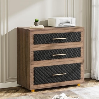 Vintage File Cabinet with PU Leather, Lateral Filing Cabinet for A4 ...