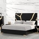 Furniture of America Kismet Modern Black Wood Platform Bed with Gold ...