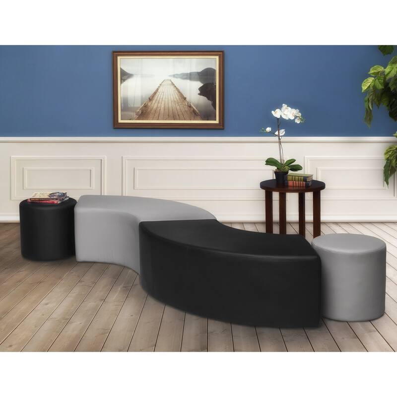 Aura Curved Ottoman- Black - Overstock - 31512698