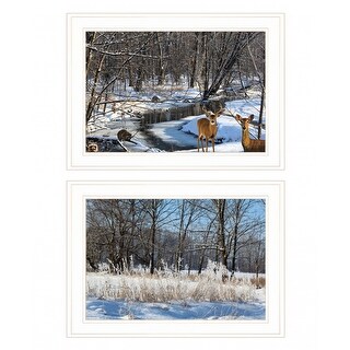 Set Of Two Great Outdoors Nature Or Winter Forest 2 White Framed Print ...